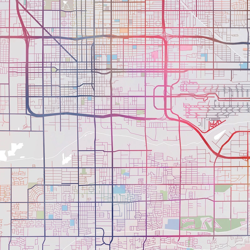 Phoenix Map Print Wall Art, Phoenix Decor, Colorful Map Art Custom City ...
