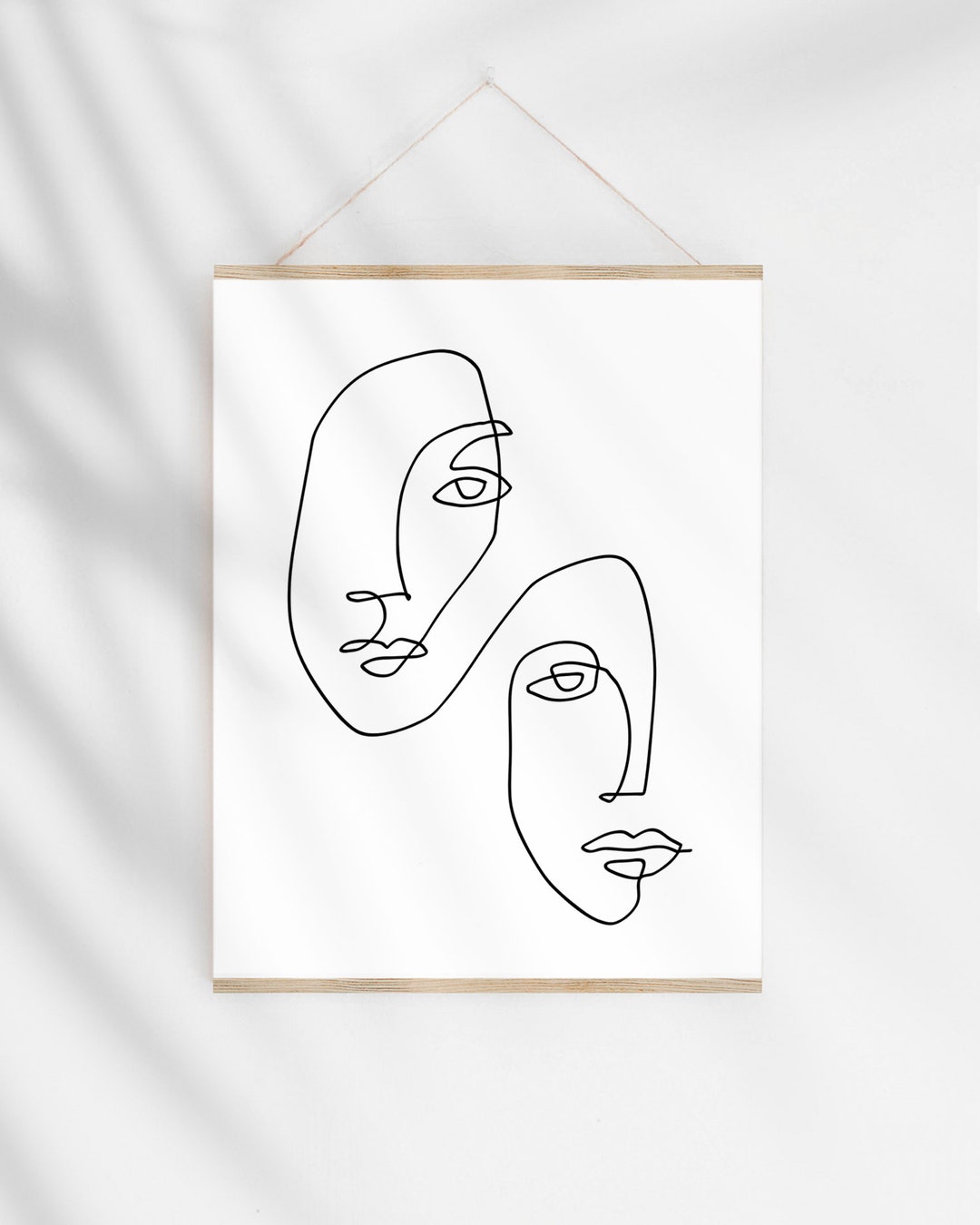 Continuous Line Art Print One Line Drawing Faces - Etsy