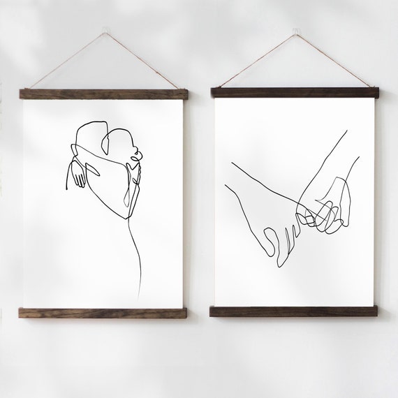 Minimalist Love Art Print Set Abstract Love Couple Printable - Etsy