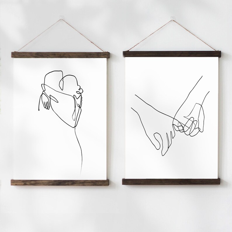 Minimalist Love Art Print Set Abstract Love Couple Printable | Etsy