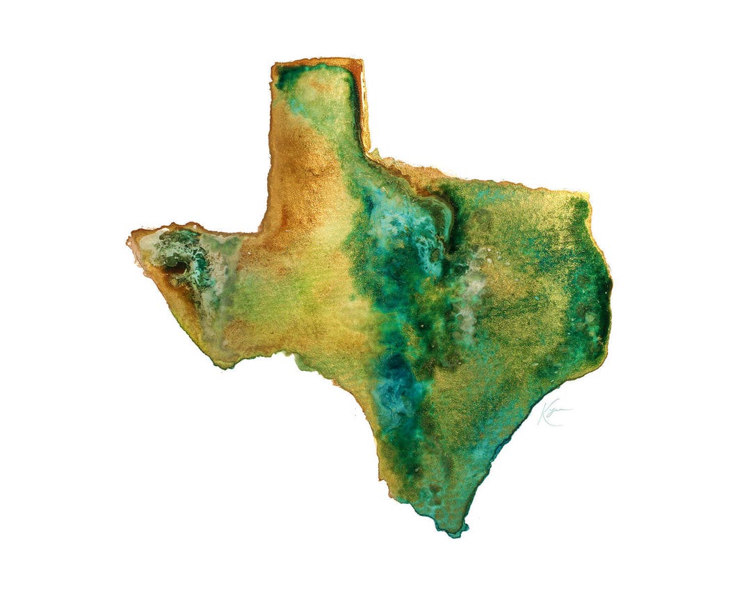 Gemstone Texas State Print - Etsy