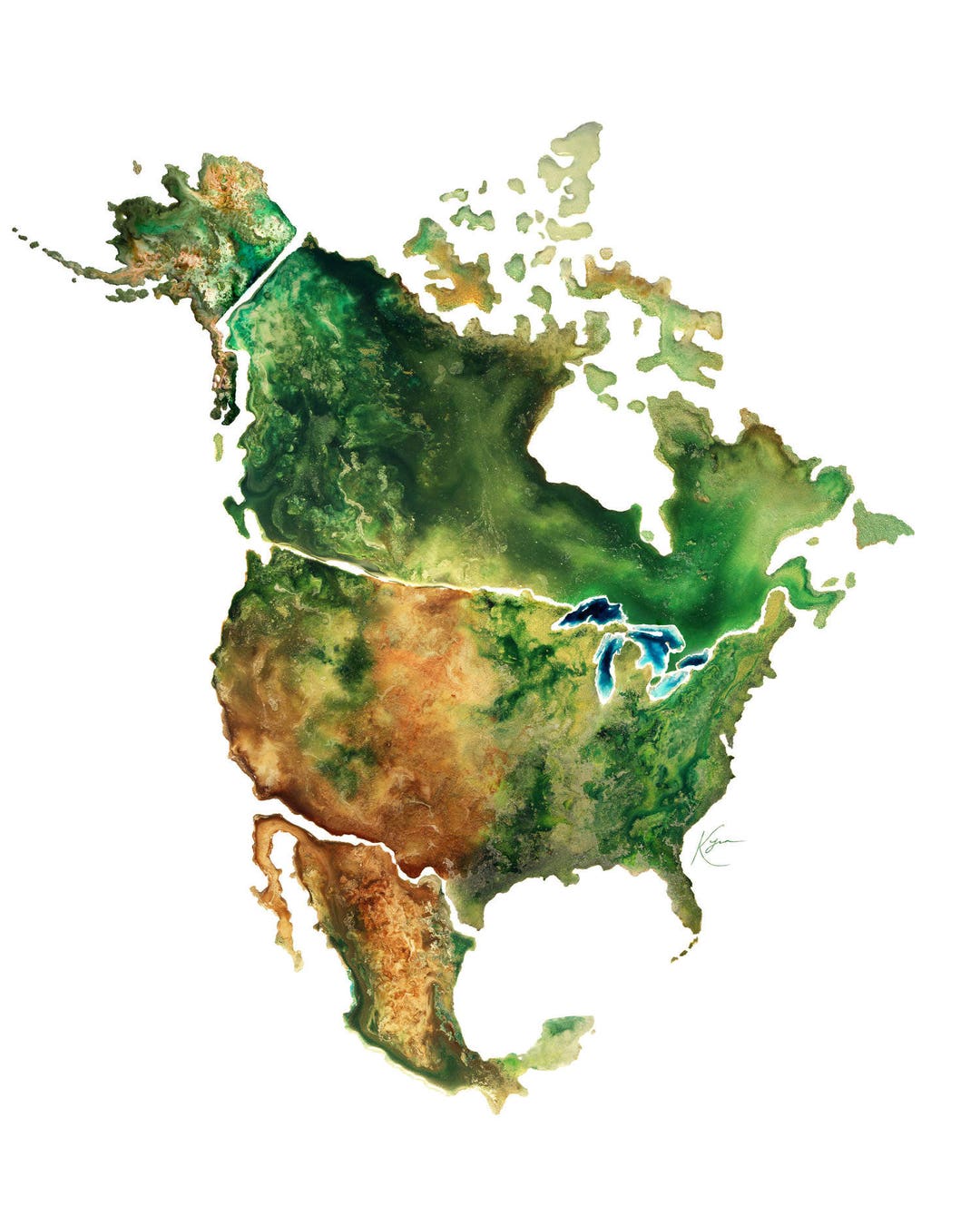 North America Mosaic Topography Print - Etsy