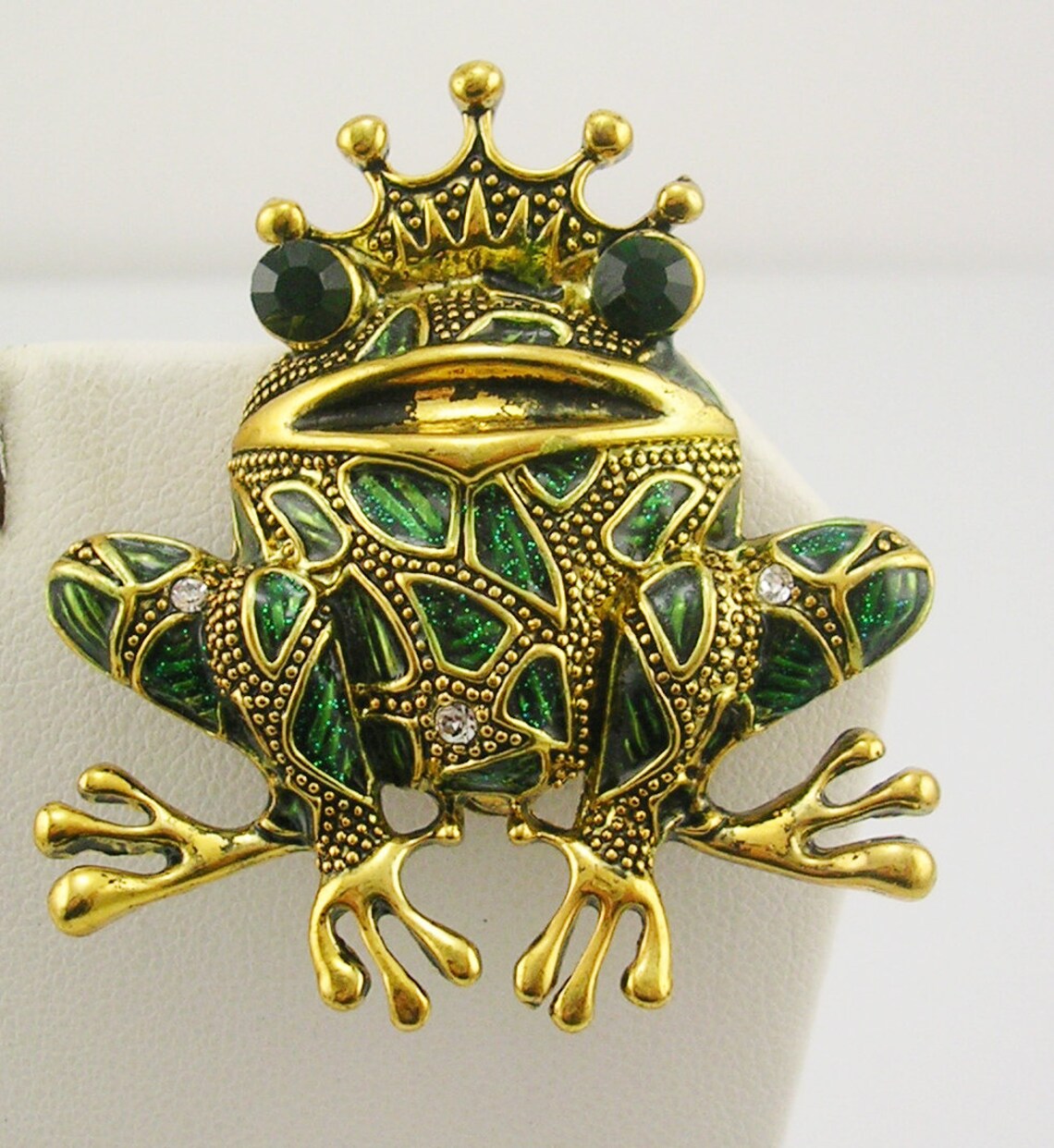 Joan Rivers Enamel & Crystal Frog Prince Brooch 1 3/4 - Etsy UK