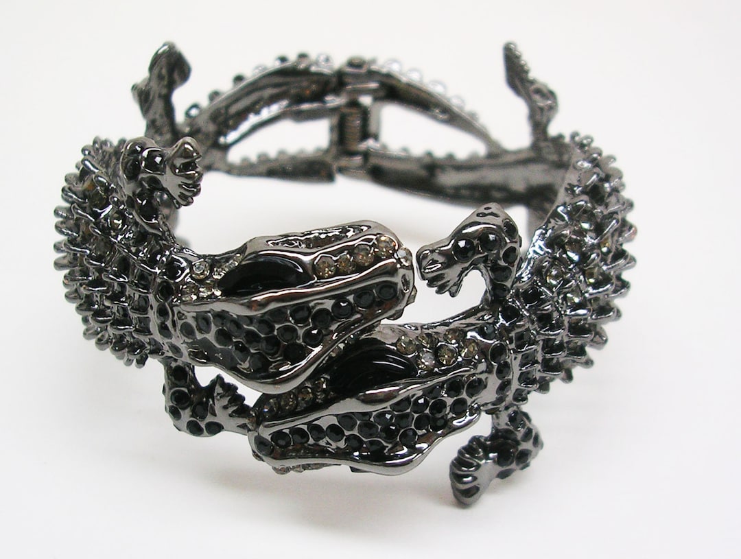 Kenneth Jay Lane Double Headed Alligator AVERAGE BLACK - Etsy