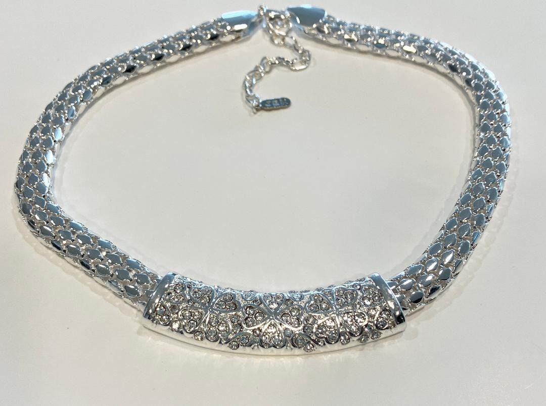 Jackie Kennedy Crystal Clover Necklace 16 3 Ext Silver - Etsy