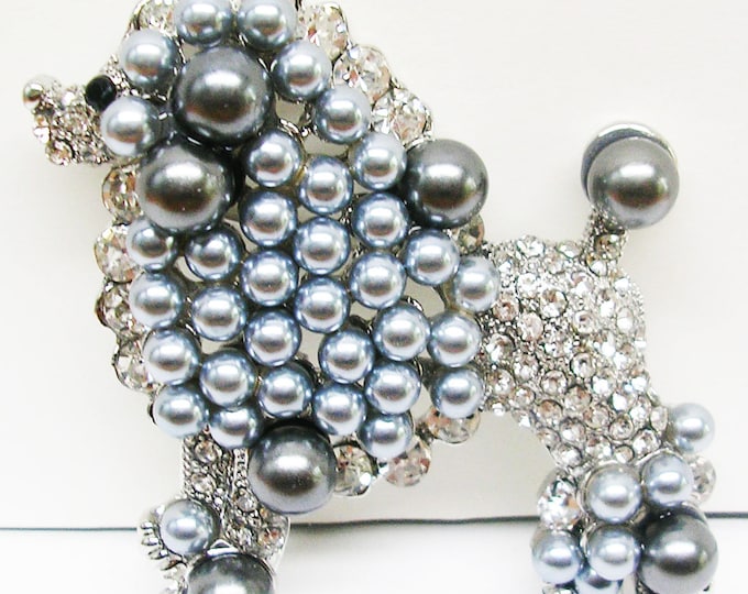 Kenneth Jay Lane Poodle Brooch 2" Silver Tone - Etsy