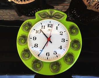 Wall Apple Kitchen Clock - Etsy