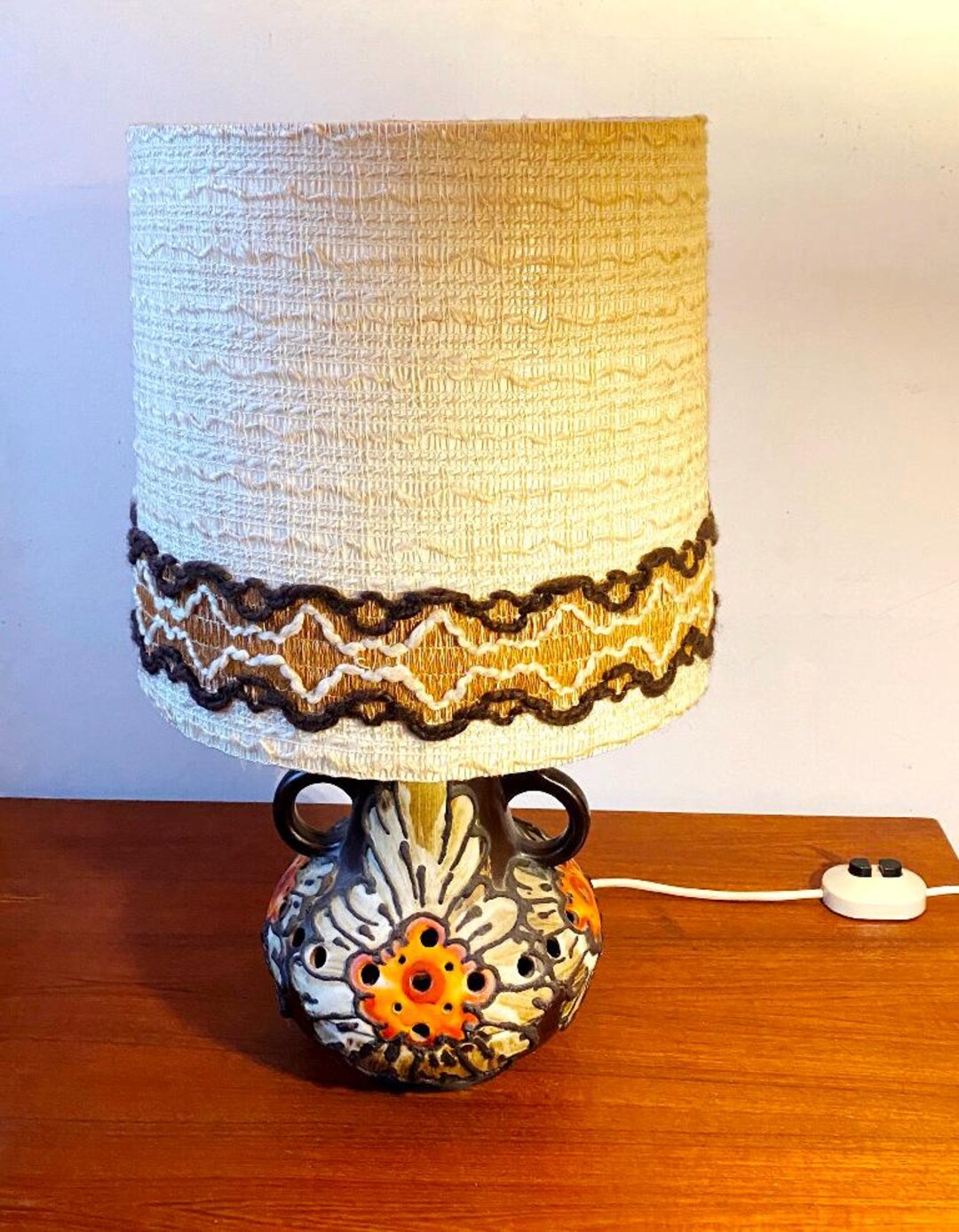 70s Ceramic Floor Lamp Fat Lava Design Lamp Double Lighting Body and ...