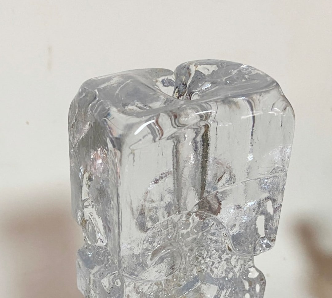 Vintage Ice Glass Vase Ice Block Design Glass Vase Solifleur Glass Vase ...