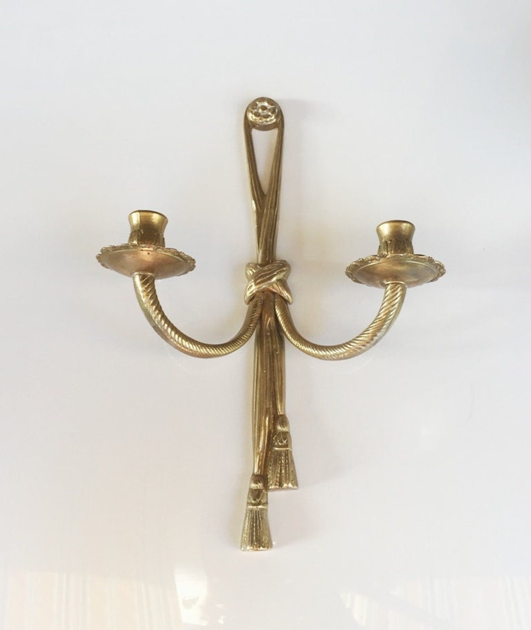 Handcrafted Brass Candlestick, Solid Loop Shaped Wall Candlestick Mid ...
