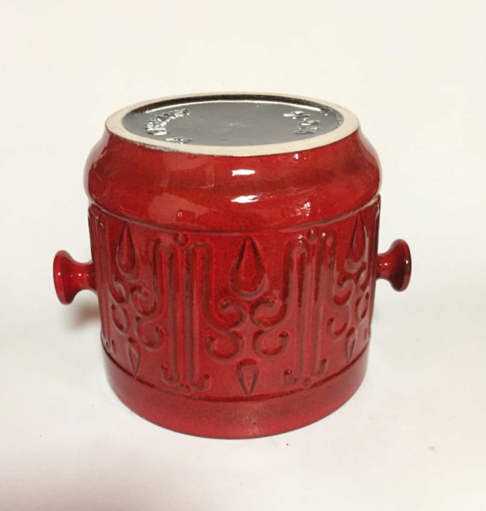 Red 70s Planter,xl Ceramic Planter Relief, 2 Handles, West Germany ...