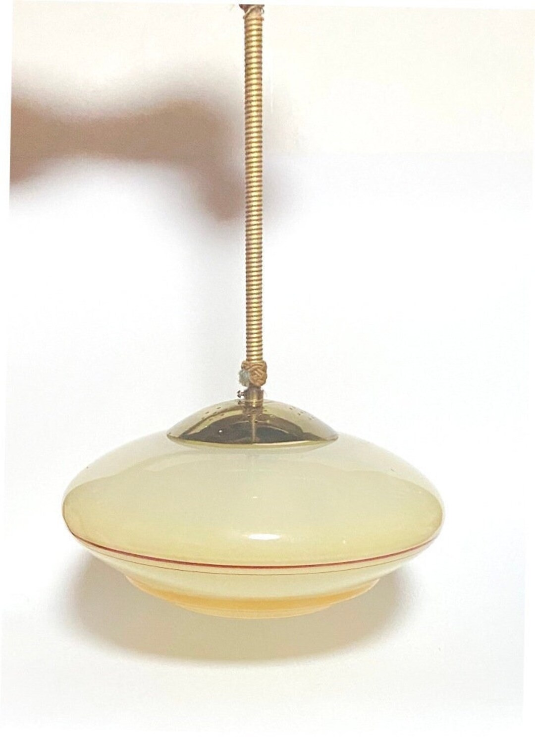 1930s Glass Hanging Lamp Elipse Closed UFO Glass Lamp Art Deco Ceiling ...