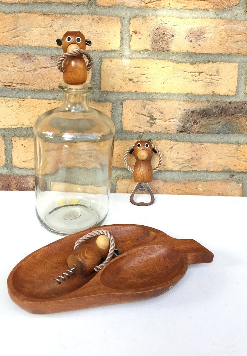 Teak Monkey Bar Tools Figurines, Danish Design, 3 X Optimist Monkey Bar ...