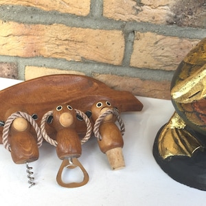 Teak Monkey Bar Tools Figurines, Danish Design, 3 X Optimist Monkey Bar ...