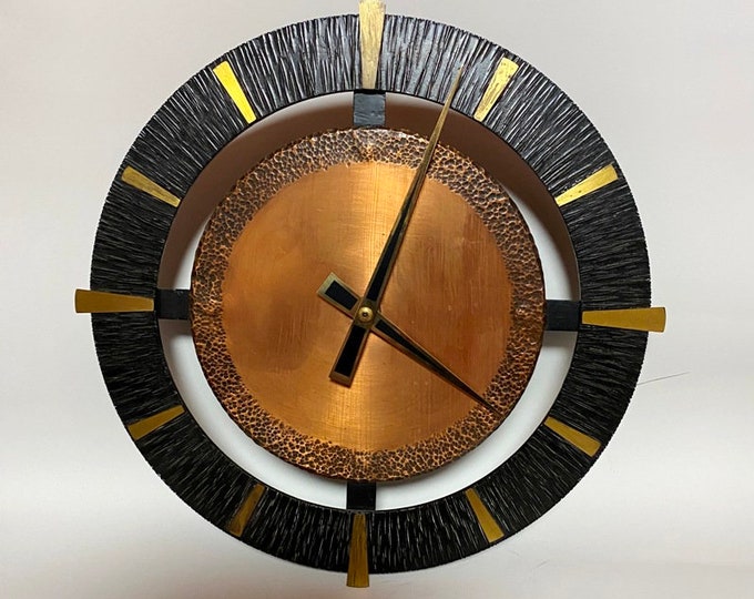 Vintage Copper Wall Clock Brutalist 60s Modern Design Clock, Hand ...