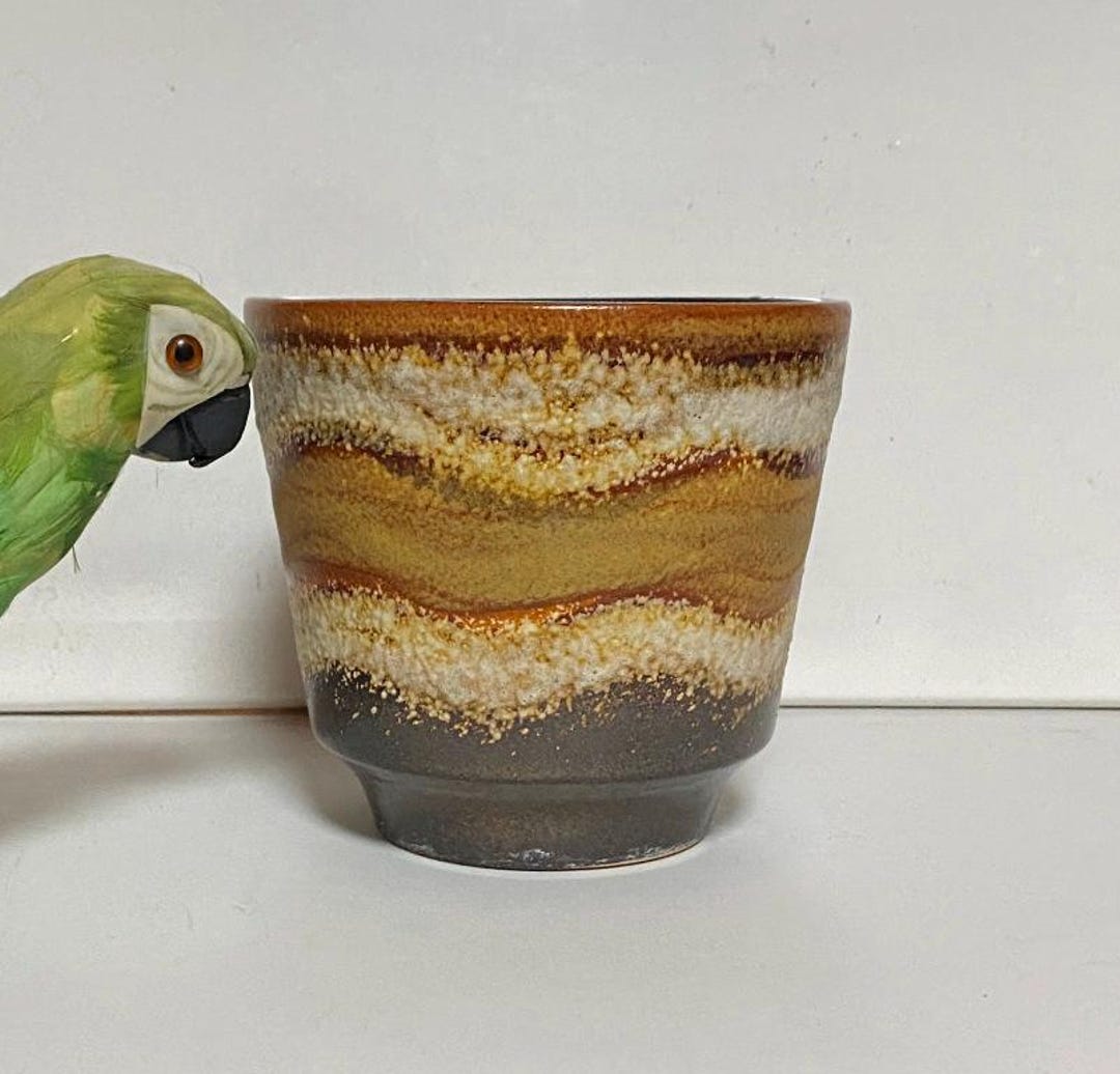 Vintage Lava Planter German Studio Ceramic Planter Beige Brown White ...