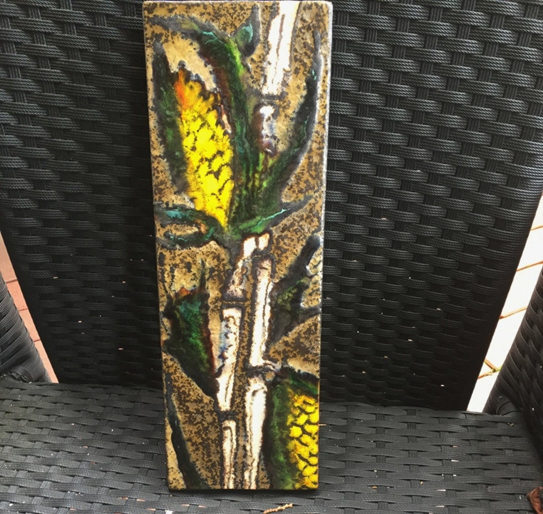 Corn Cob Wall Tile, Handmade Ceramic Boho Home, Corn Design Pottery ...