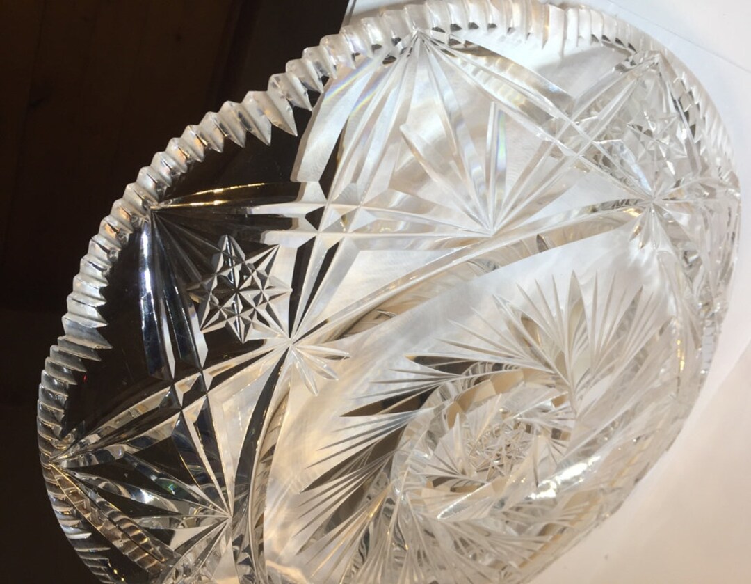 Brilliant Crystal Glass Bowl XL Hand-cut Bohemia Serving Bowl 12", 2 Kg ...
