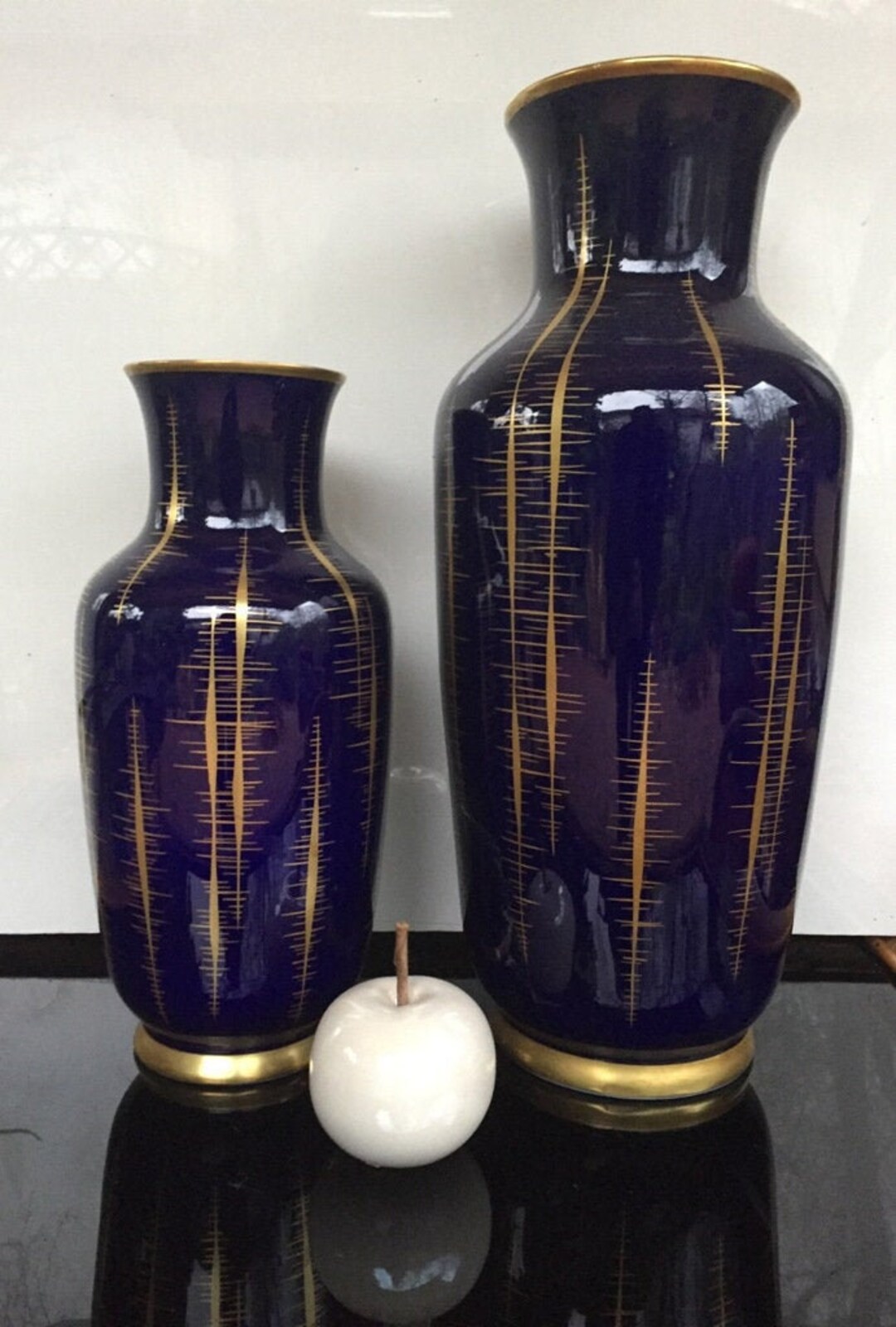 Cobalt-blue Floor Vase, 2 X Dreamy Porcelain Vase, Real Cobalt Blue ...