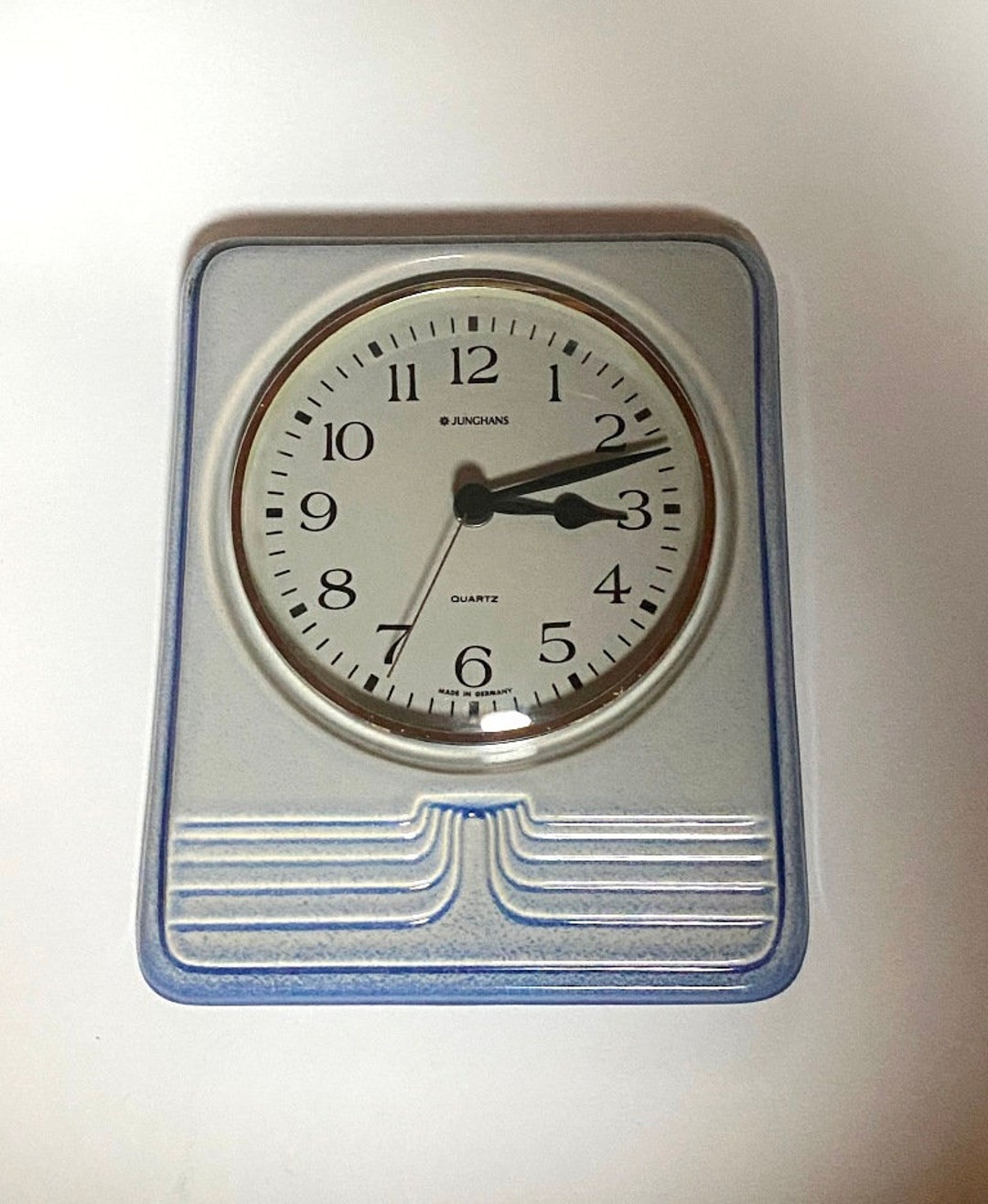 Vintage Ceramic Wall Clock, Handmade Mid-century Kitchen Clock Blue and ...