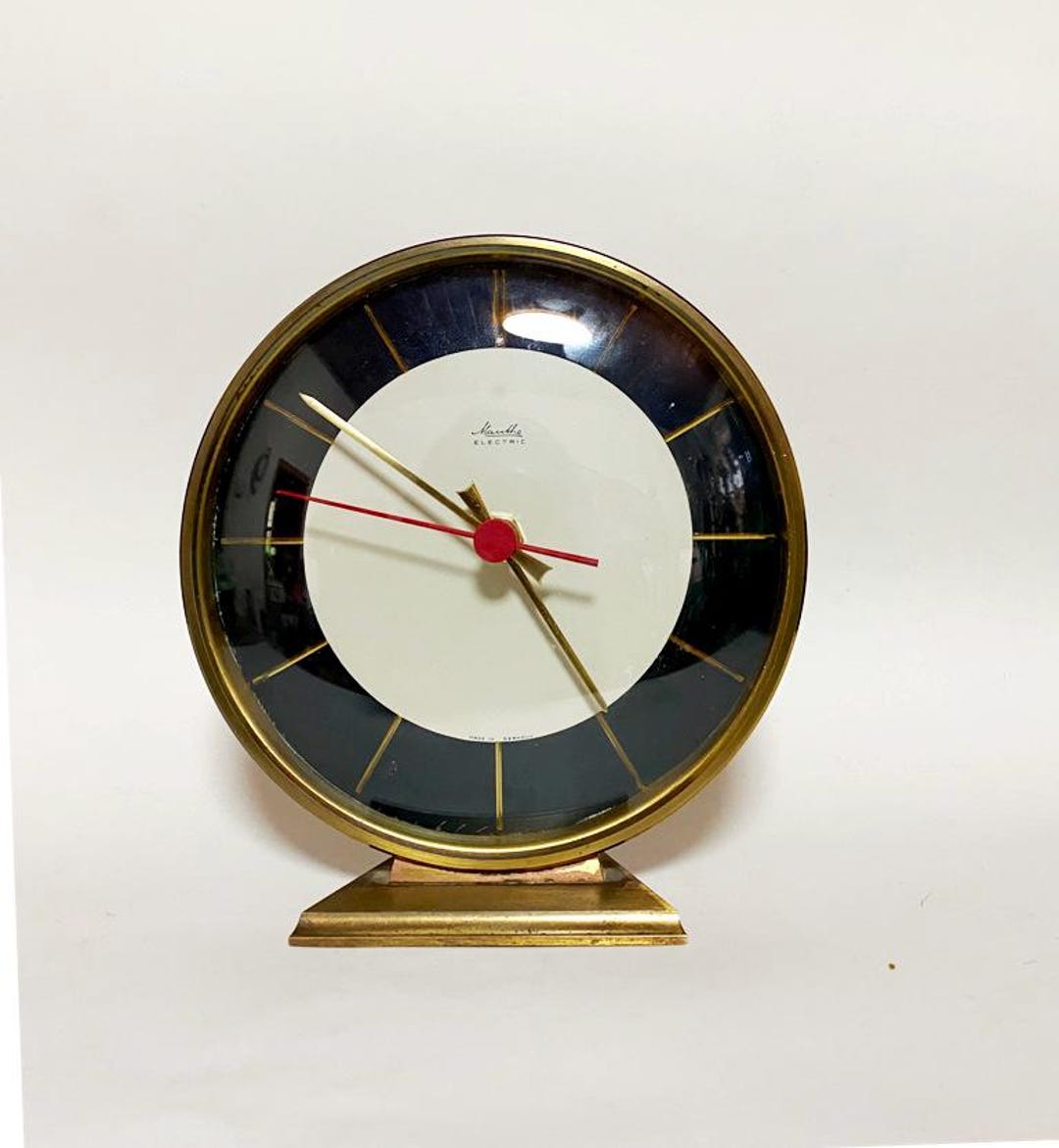 Brass Table Clock 50s Art Deco Table Clock Mauthe Quartz Clock-new ...