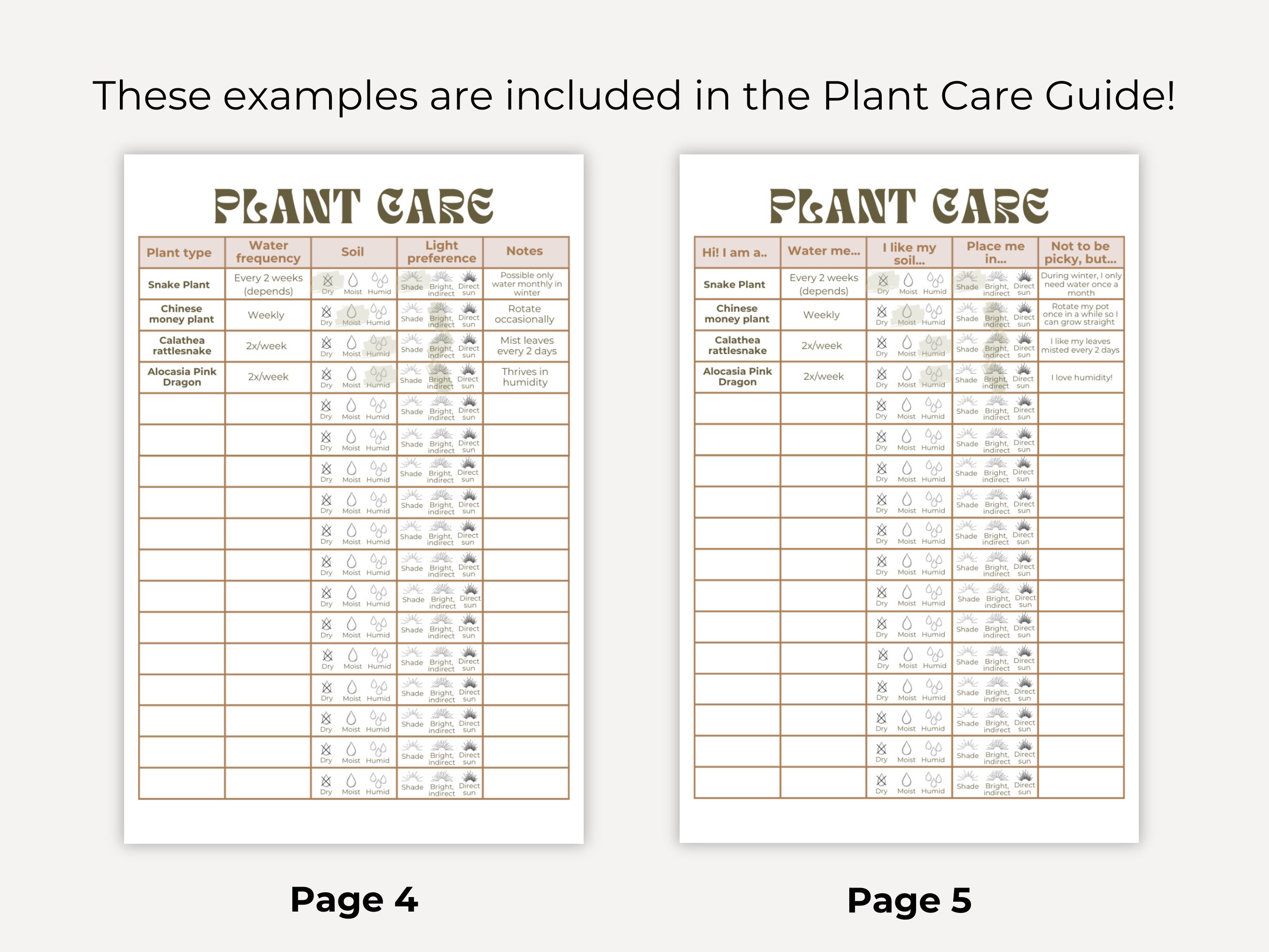 Plant Care Guide, Plant Planner, Houseplant Log, Printable Plant Care ...
