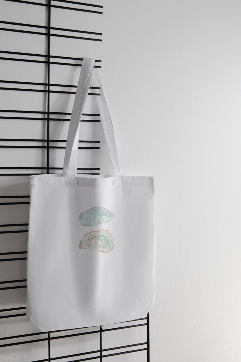 Oyster Tote Bag, Minimalist Beach Tote, Trendy Beach Bag, Cotton Canvas ...