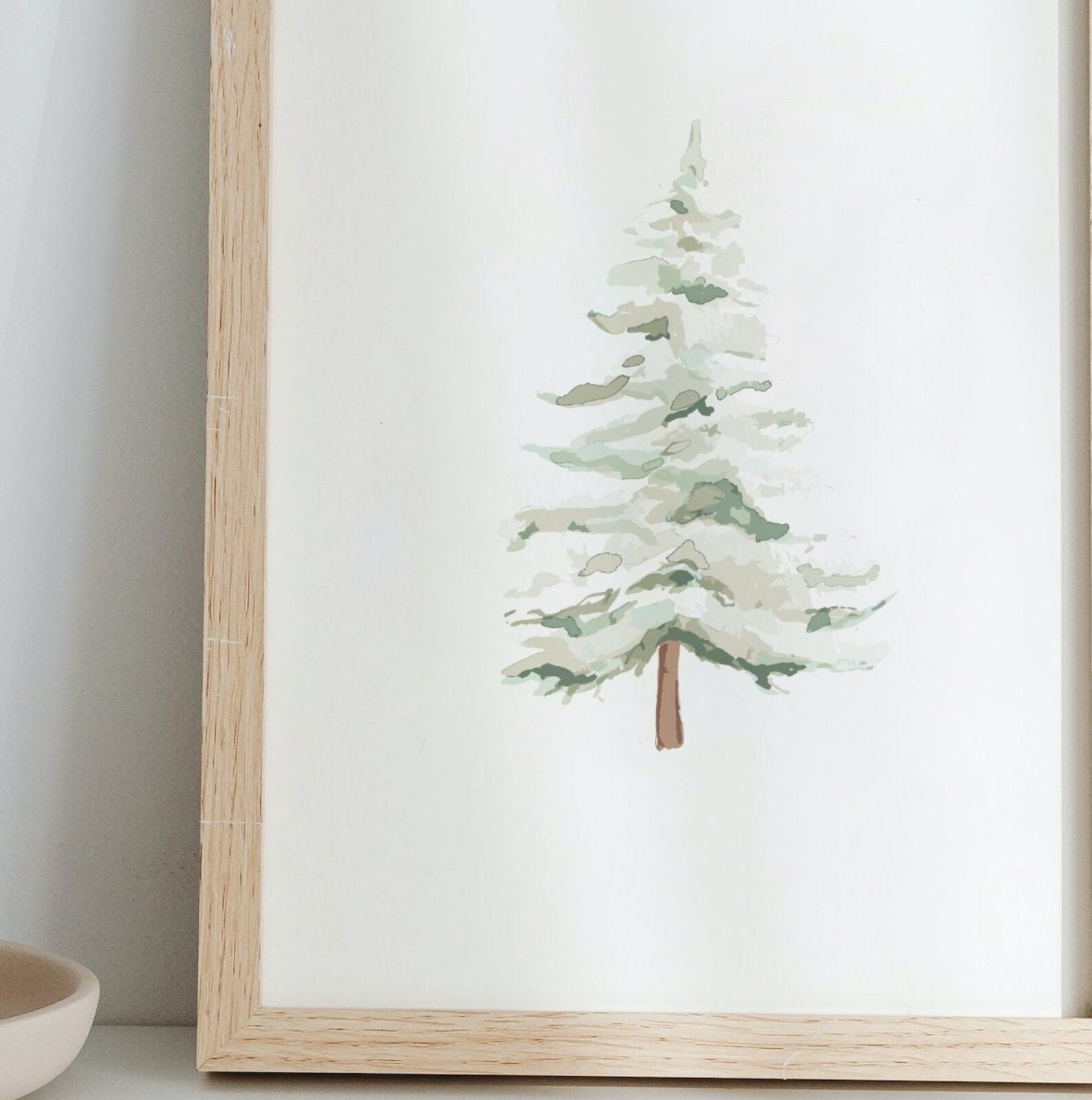 Winter Pine Tree Art Print, Evergreen Wall Art, Watercolor Pine Tree ...