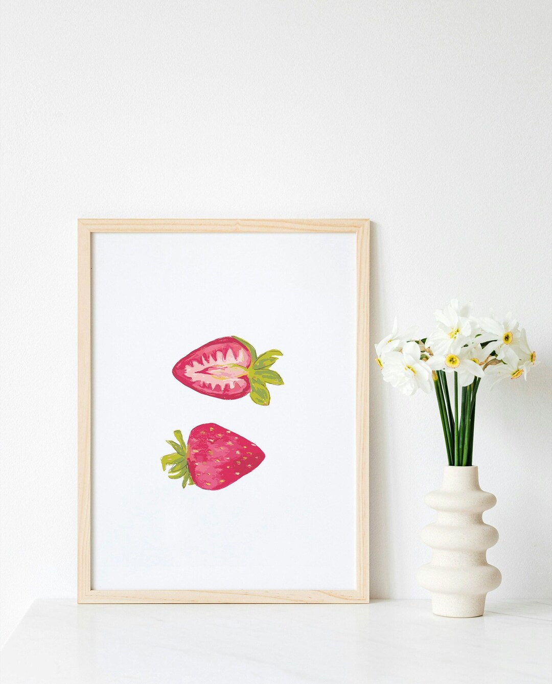 Strawberry Art Print, Cute Fruit Art Print, Trendy Berry Print ...