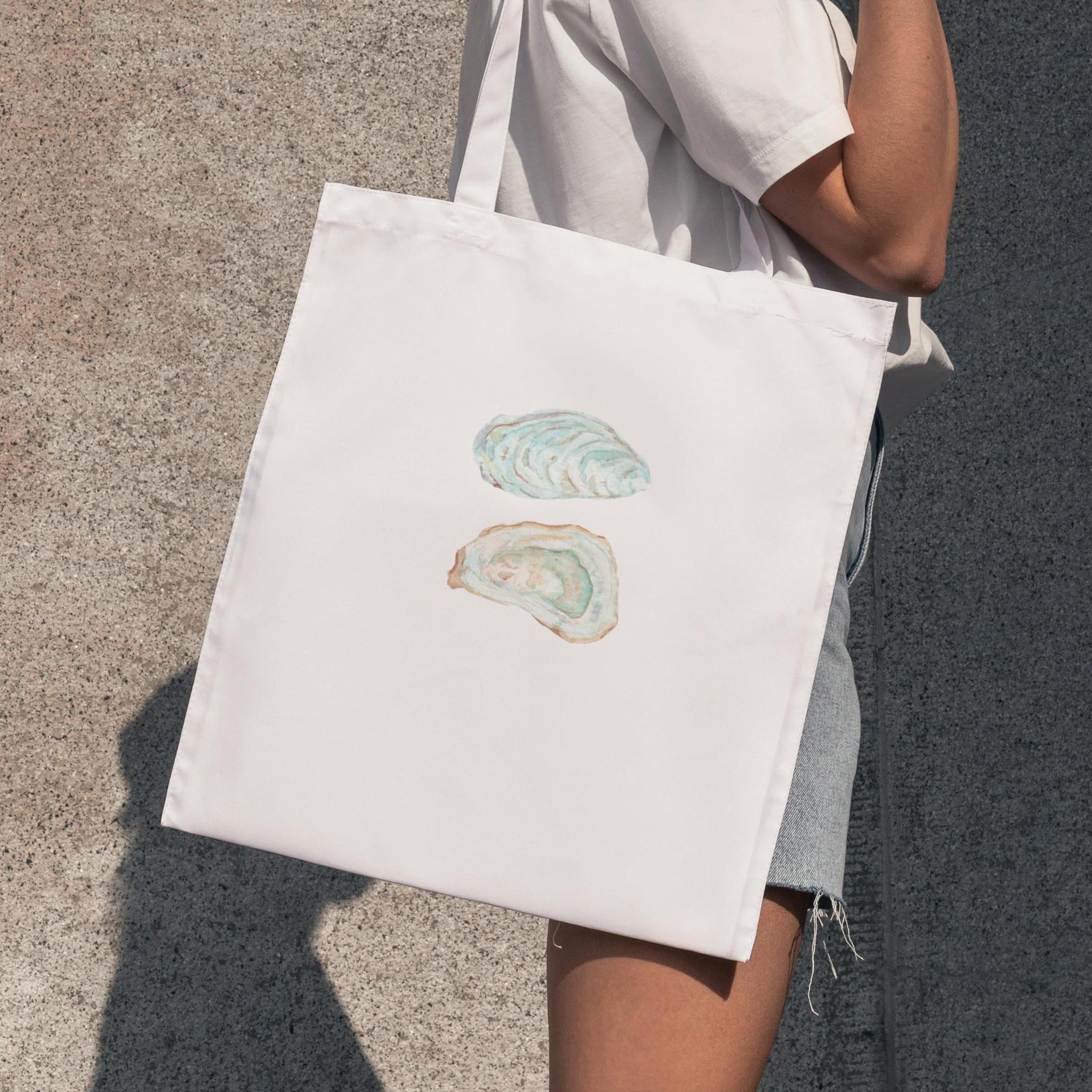 Oyster Tote Bag, Minimalist Beach Tote, Trendy Beach Bag, Cotton Canvas ...
