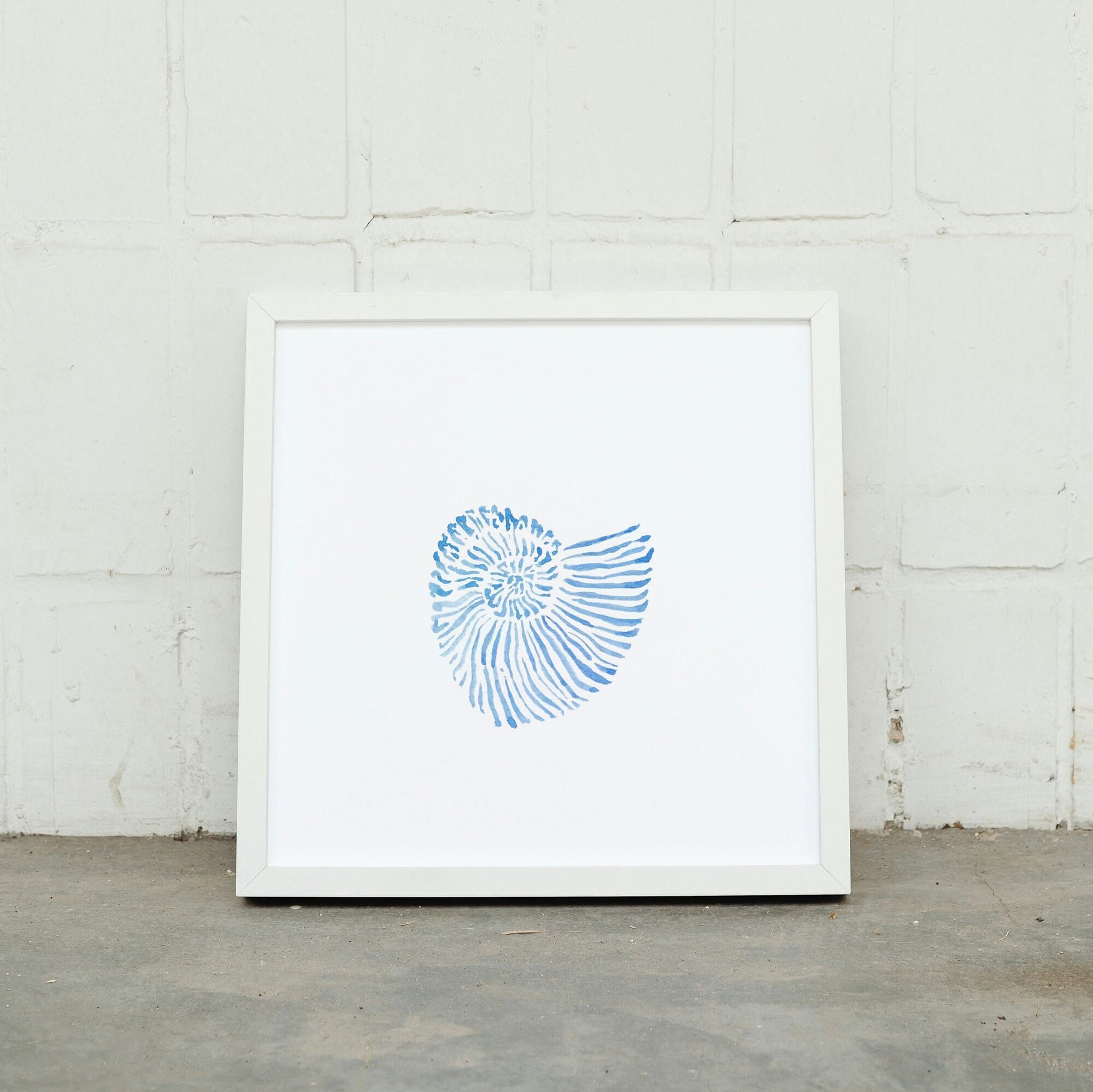 Blue Seashell Watercolor Art Print: Coastal Cottage Decor - Etsy