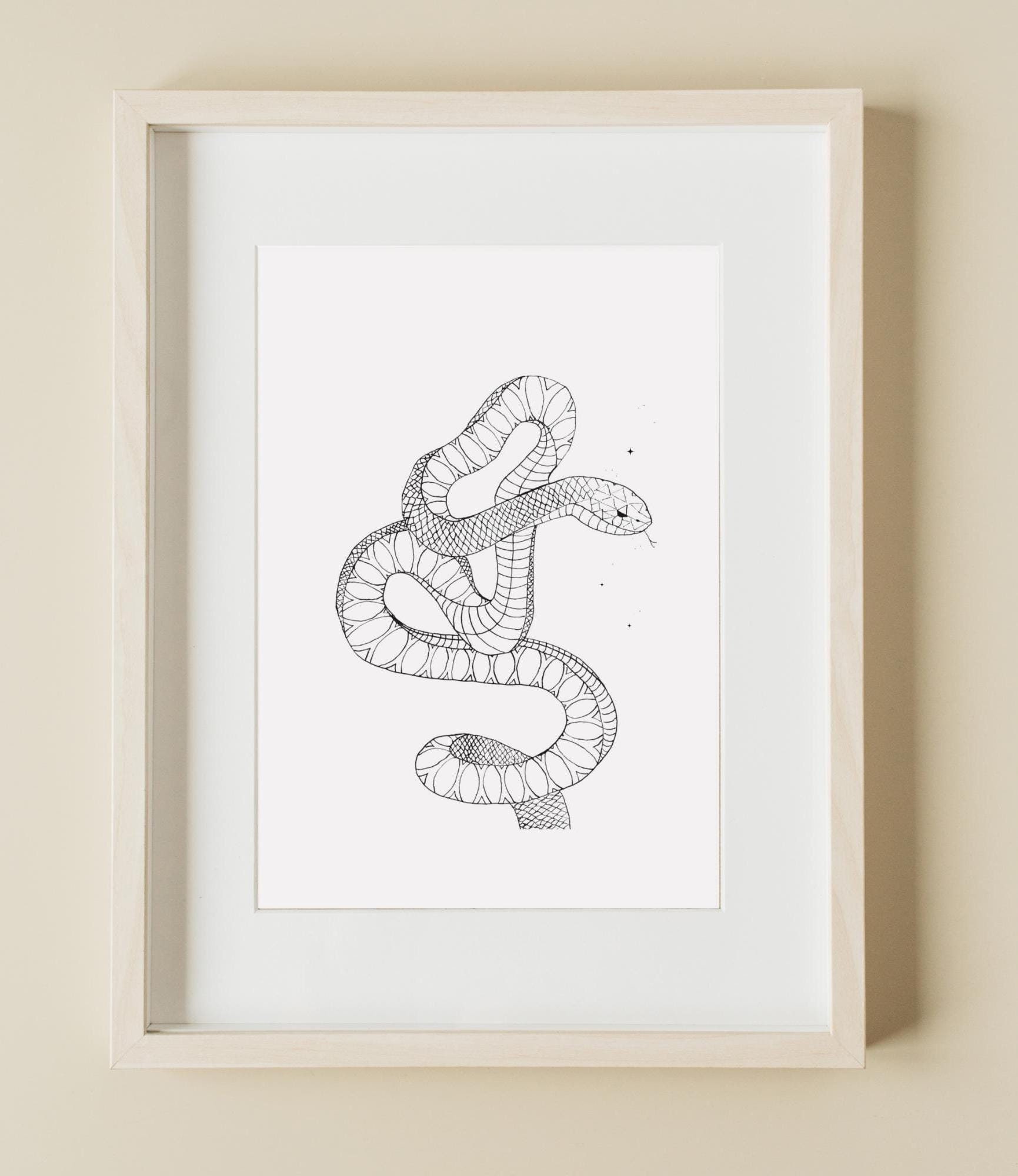 Snake Art Print, Printable Minimalist Bohemian Decor, Boho Edgy Wall ...