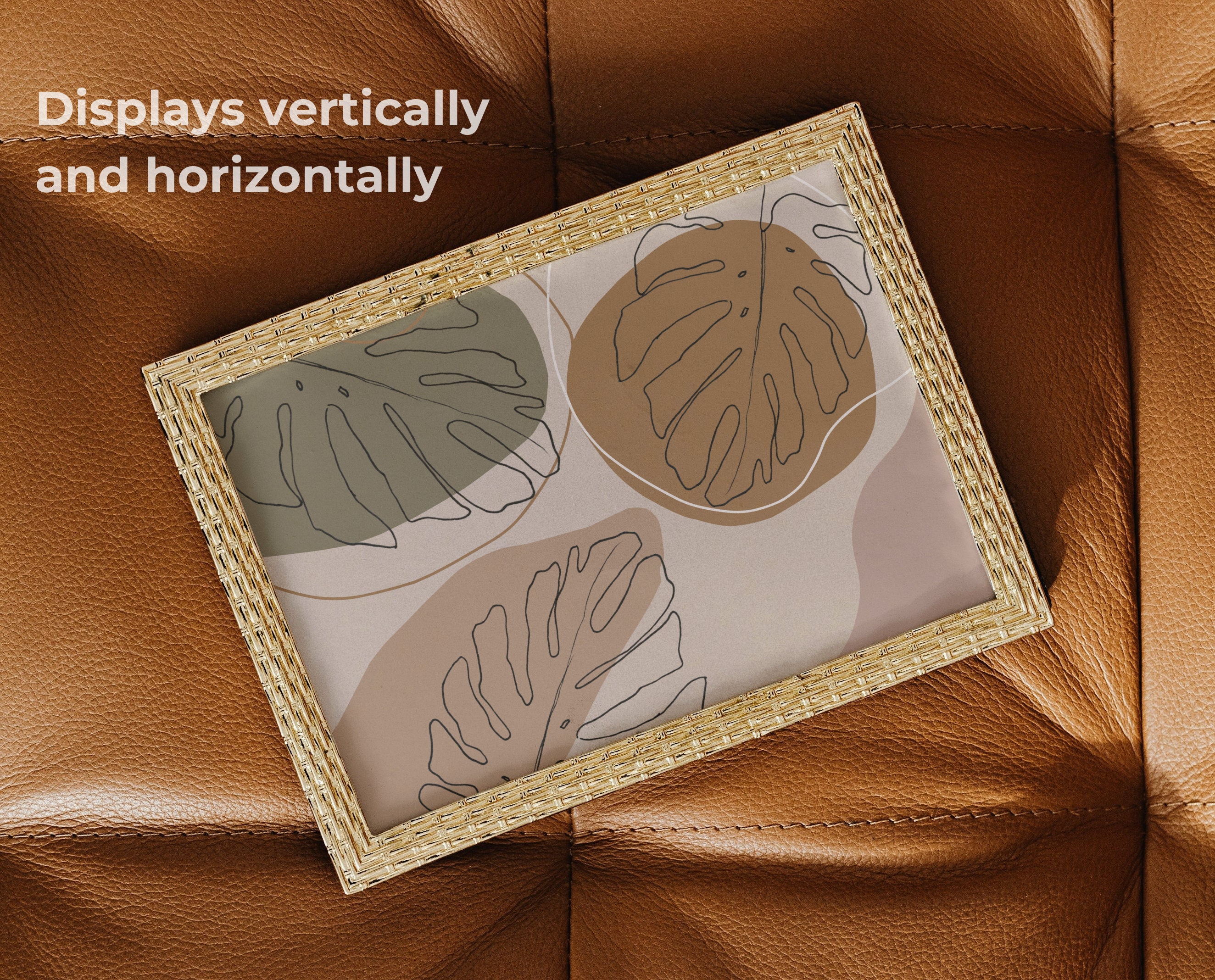 Monstera Art Print Boho Monstera Fine Line Art Print Earth Tones Plant ...