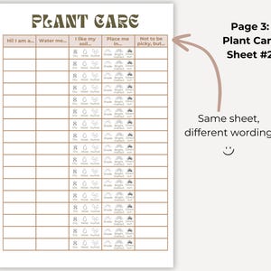 Plant Care Guide, Plant Planner, Houseplant Log, Printable Plant Care ...