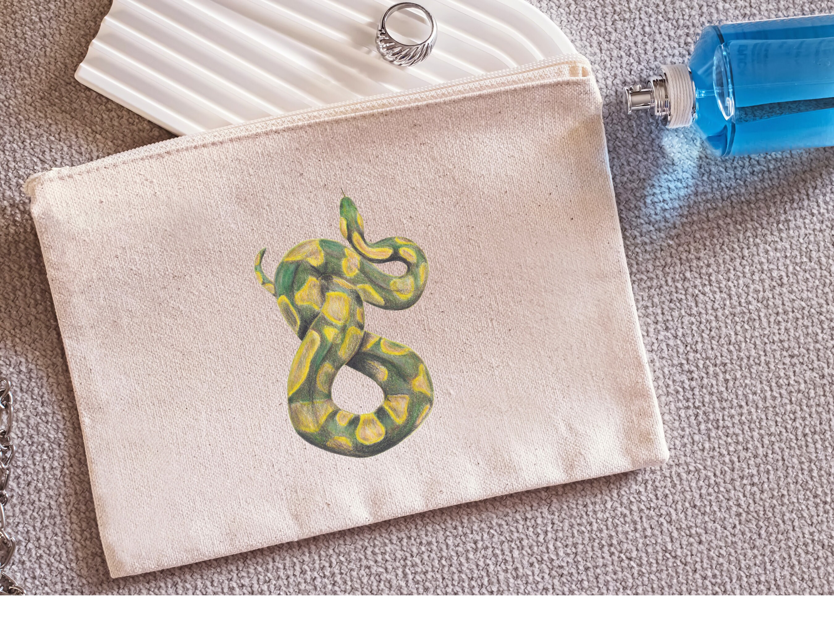 Snake Accessory Zipper Pouch, Trendy Snake Cosmetic Bag, Edgy Pencil ...