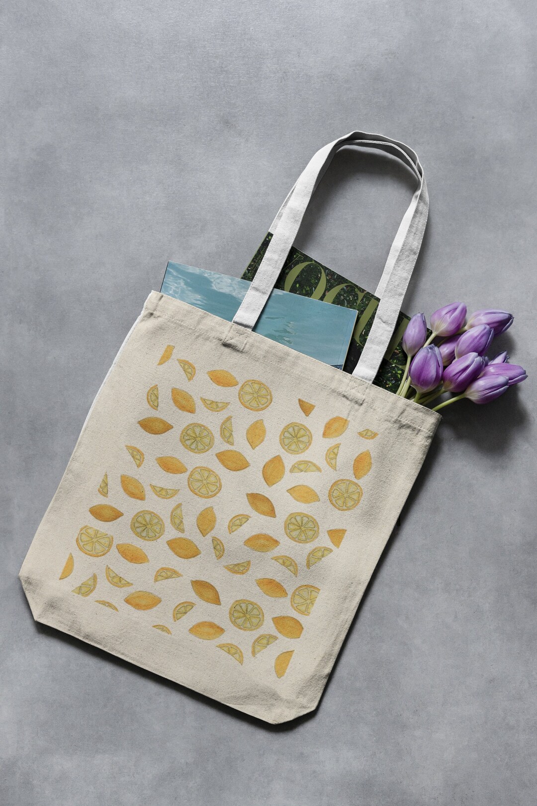 Lemon Canvas Tote, Cotton Canvas Tote Bag Lemon Grocery Tote ...