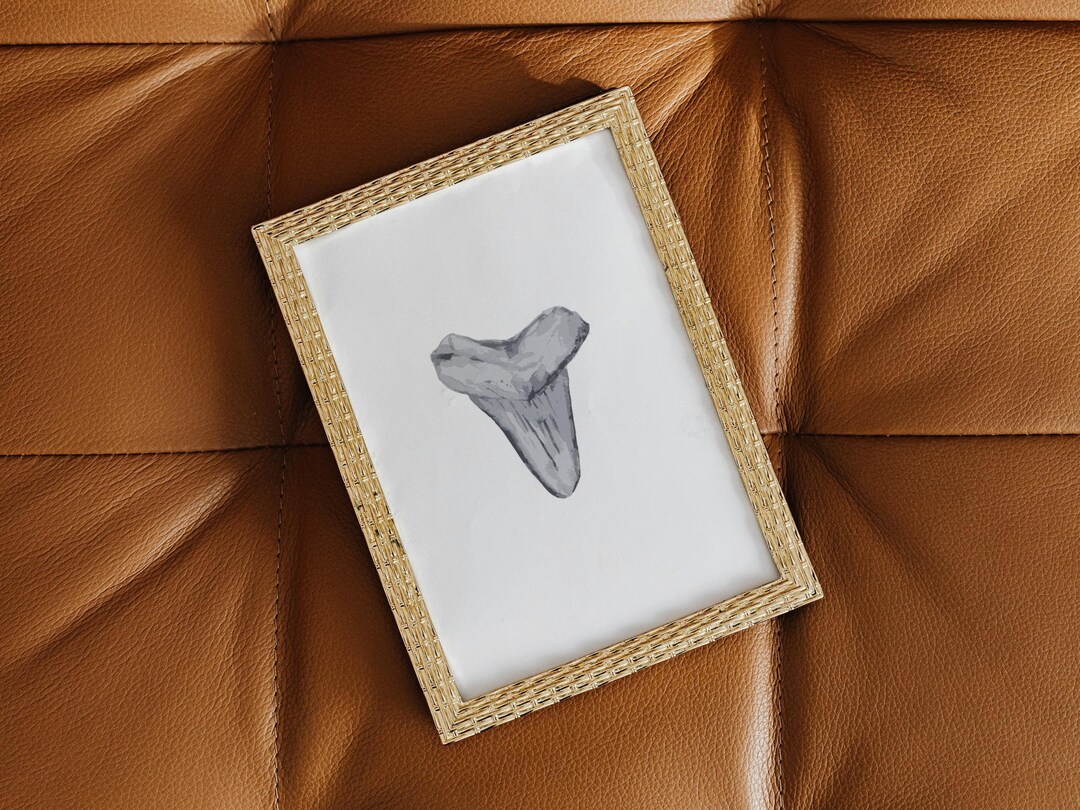 Shark Tooth Art Print, Great White Shark Tooth Print, Nautical Wall Art ...