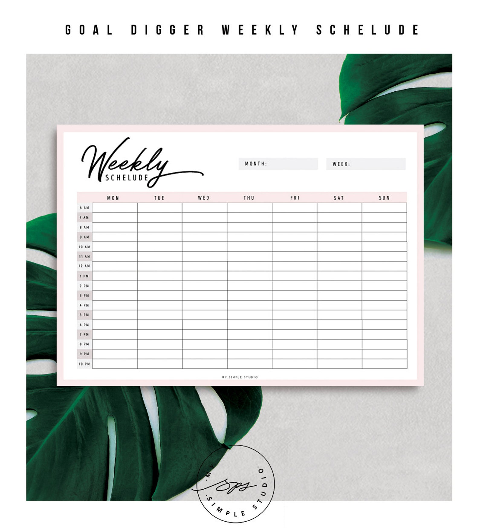 Weekly Panner Printable | Week on One Page | Minimalistic Weekly ...