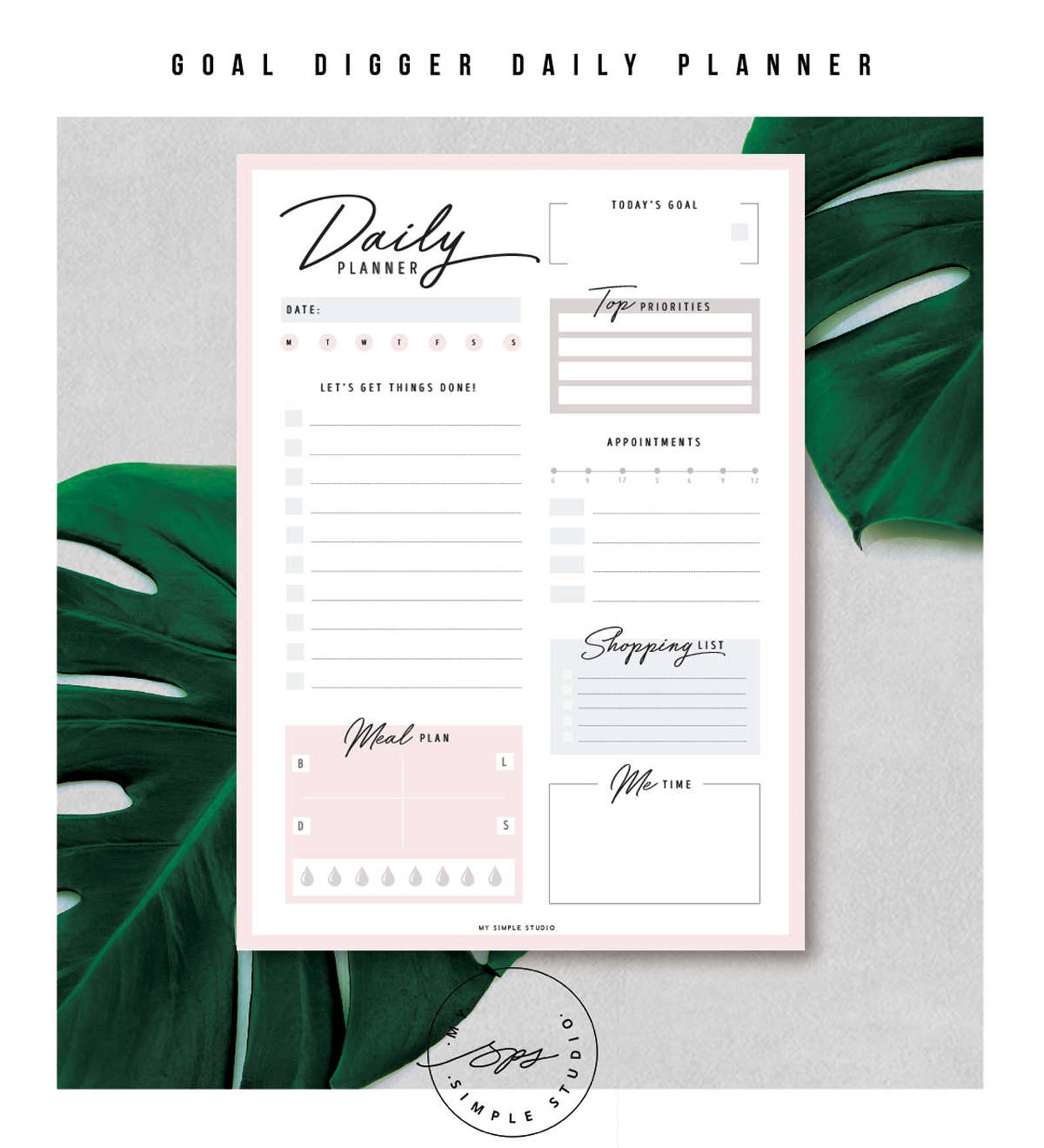 Daily Panner Printable | Two Versions | Minimalistic Daily Planner | A4 ...