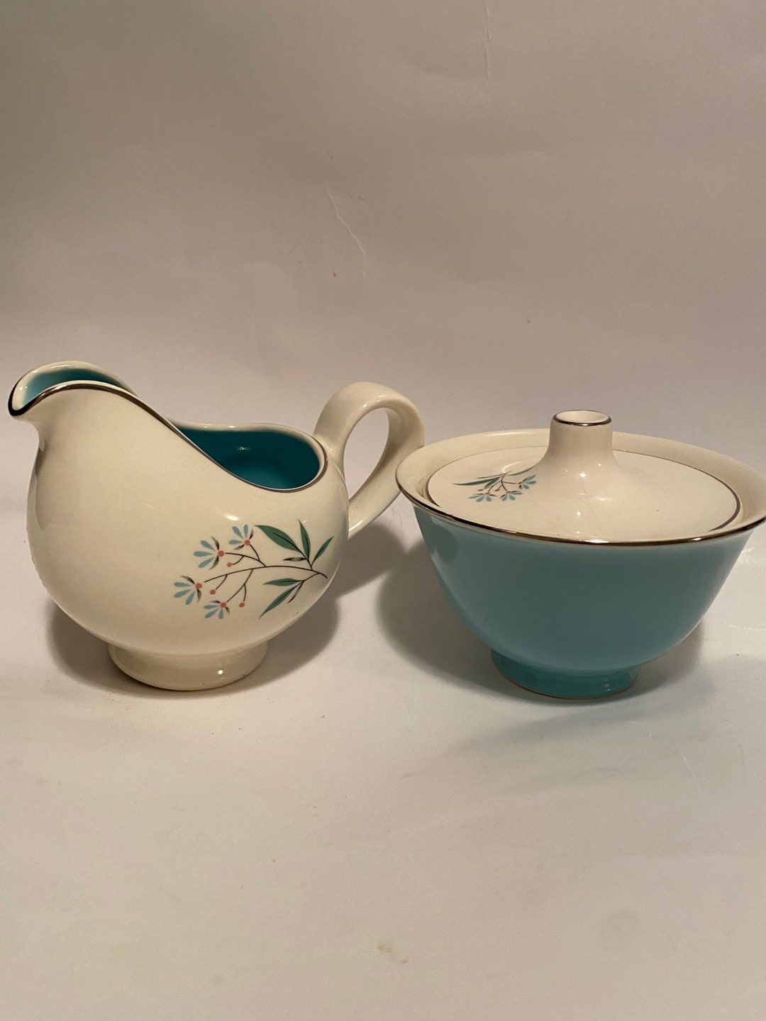 1959 TST Taylor Smith Taylor Petal Lane Homemaker CREAMER and SUGAR Set ...