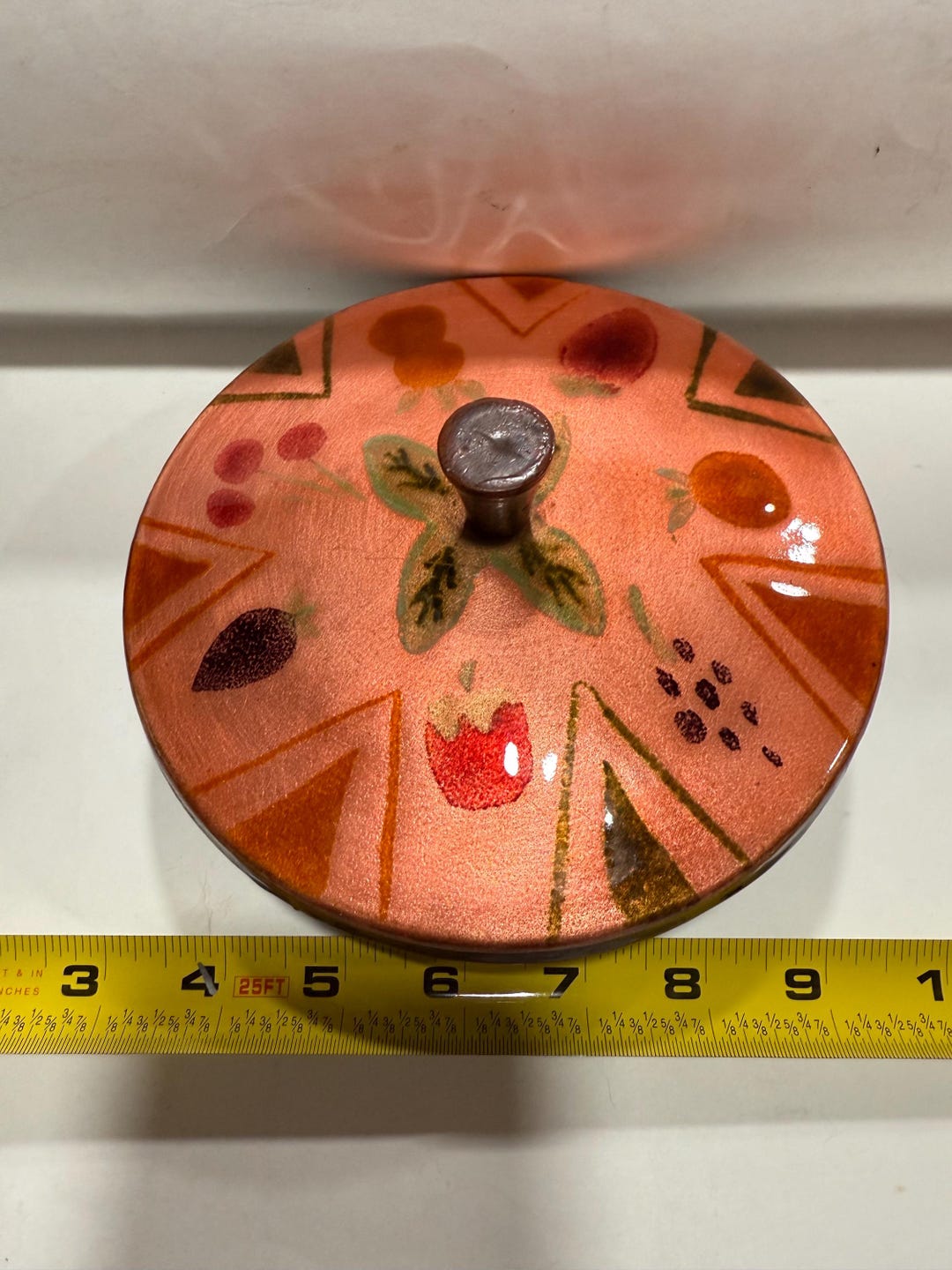 Canadian Copper Bowl With Lid and Beautiful Fruit Design - Etsy
