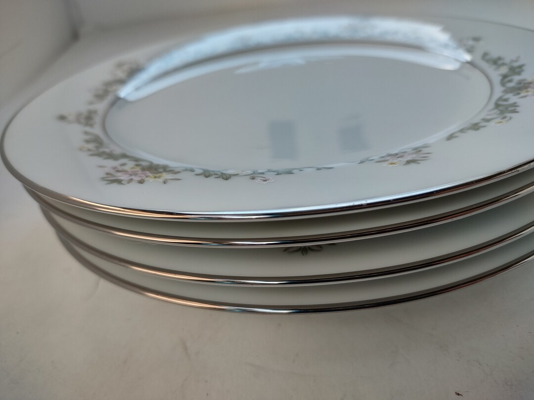 Noritake Early Spring, 2362 Lot of 4 Salad 8 1/4 Inch Plates, Platinum ...