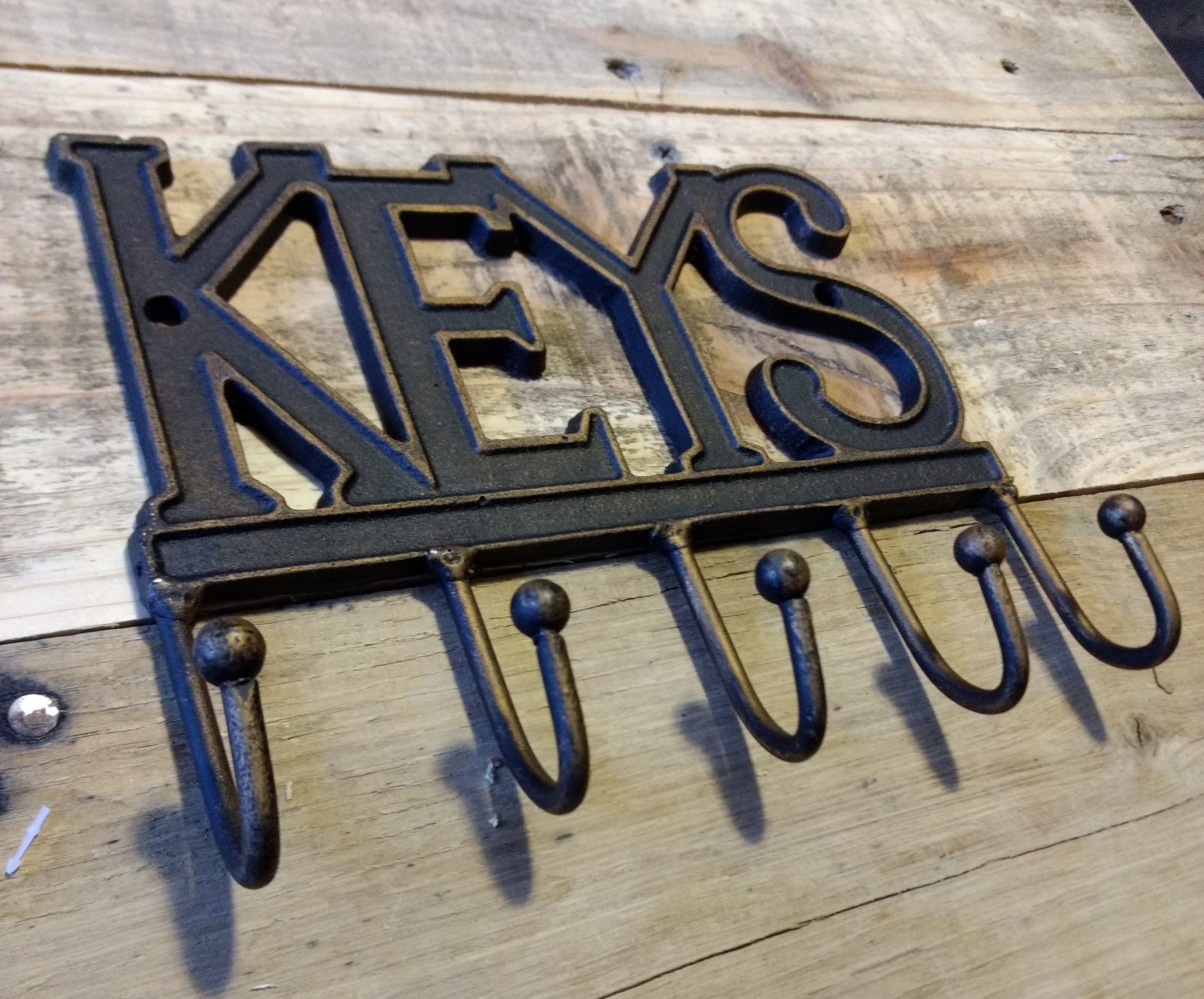 Cast Iron Keys Key Hook Wall Decor Antique Gold Finish - Etsy