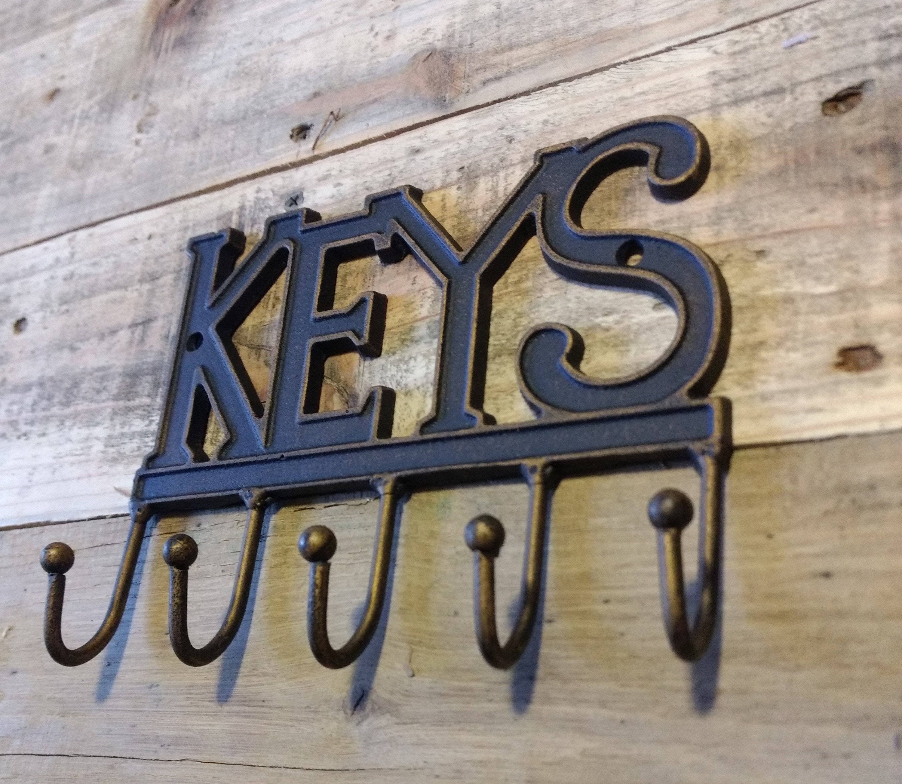 Cast Iron Keys Key Hook Wall Decor Antique Gold Finish - Etsy
