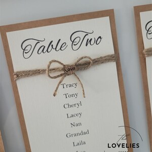 Personalised Wedding Table Plan Cards | Rustic Heart Design | Wedding ...