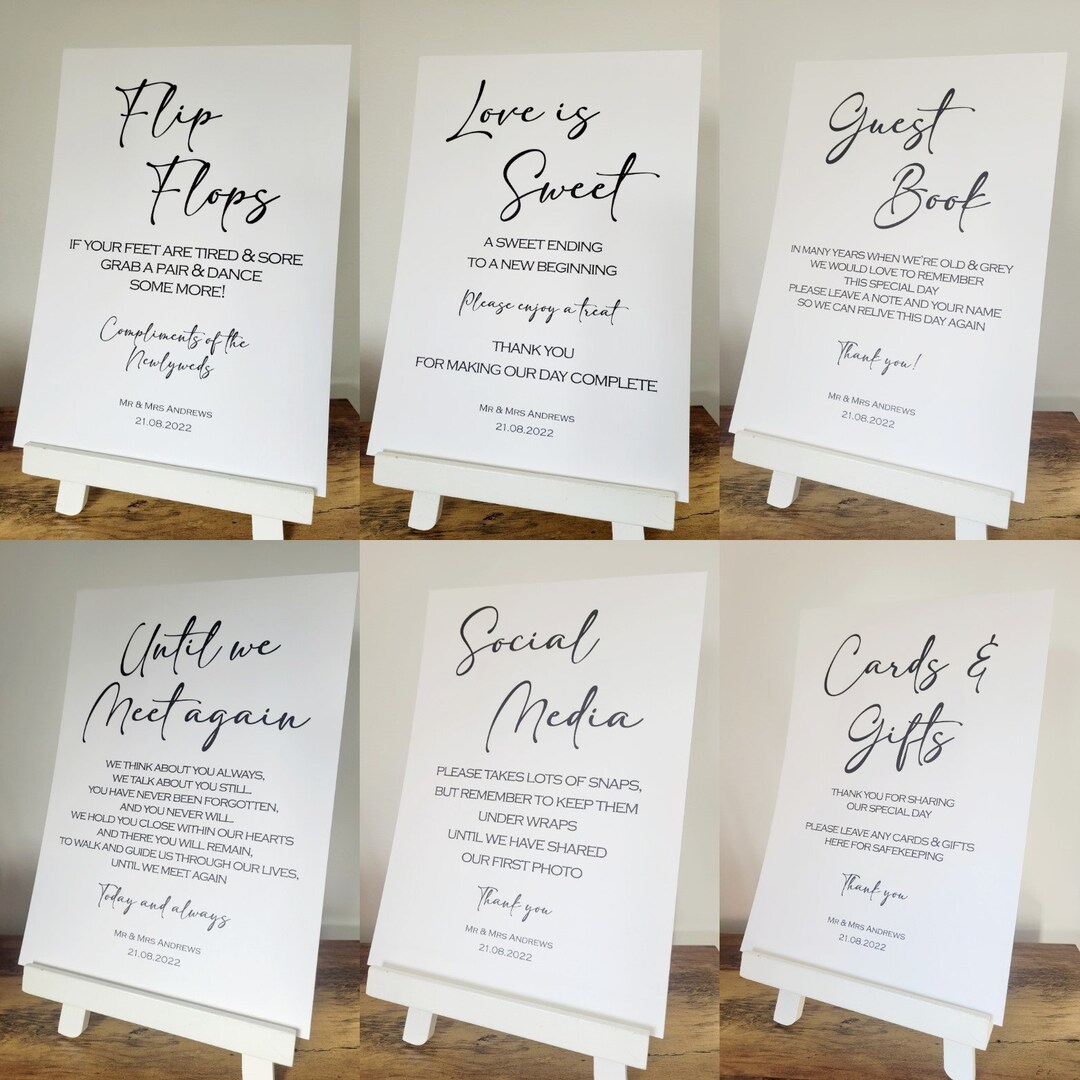 Minimalist Personalised Wedding A4 Sign Bundle Choose the - Etsy