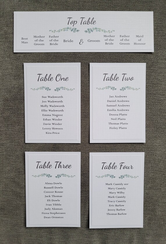 Personalised Wedding Table Plan Cards - Etsy UK
