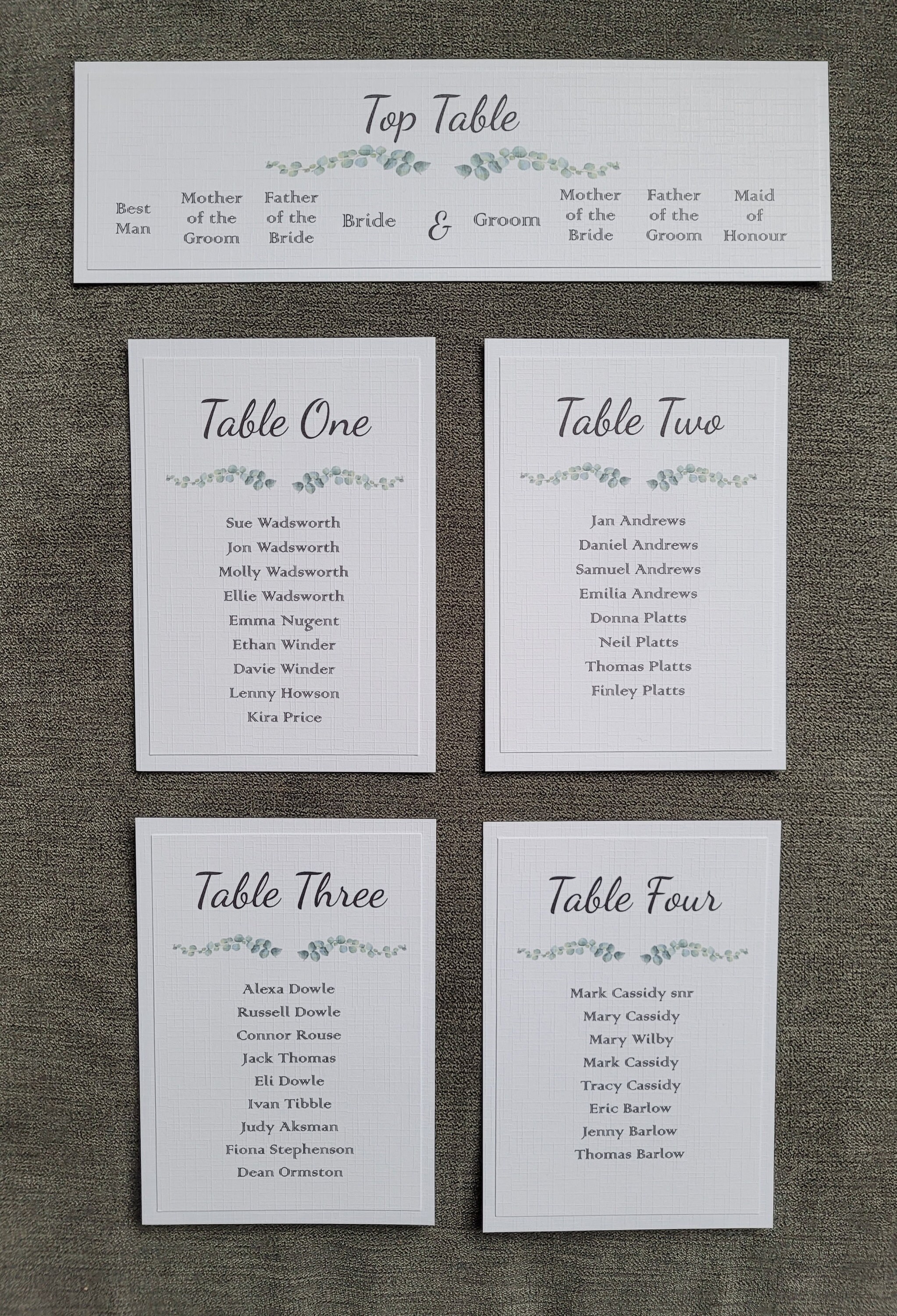 Personalised Wedding Table Plan Cards | Etsy