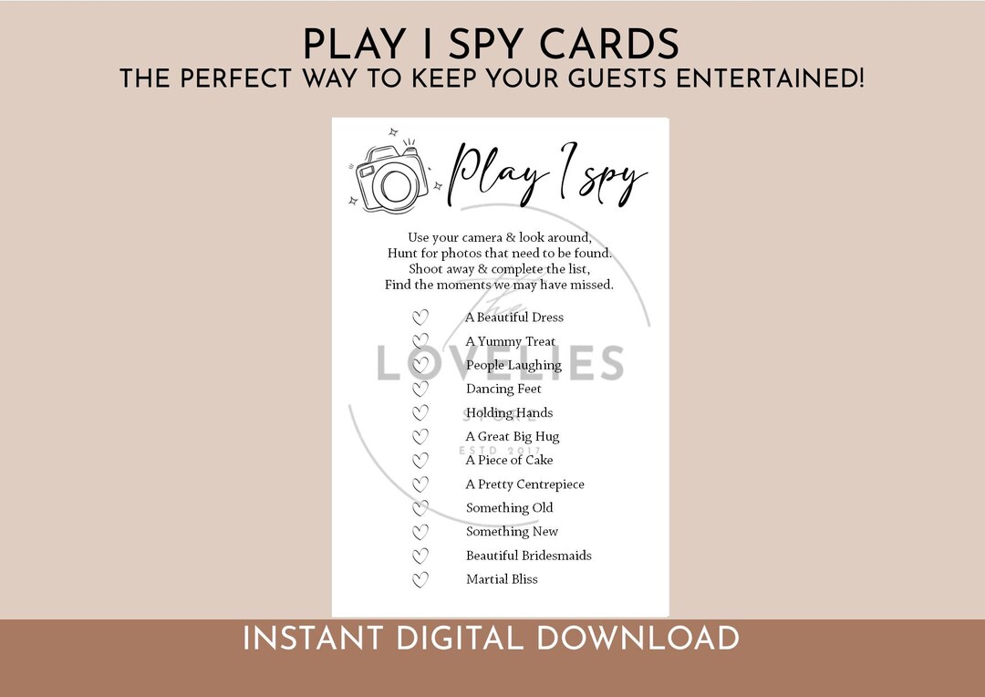 Play I Spy Cards A4 Sheet With 4 Cards - INSTANT DIGITAL DOWNLOAD ...