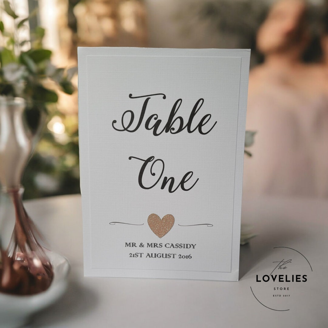 Personalised Wedding Table Number Tent Cards | Heart Design | Table ...